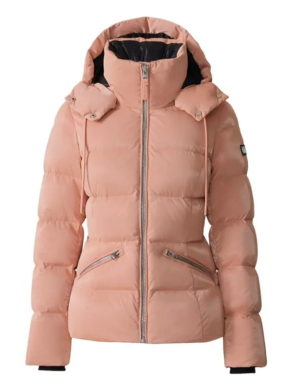 Mackage High-gloss Down Jacket With Removable Hood - Muted Clay