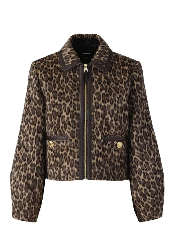 Mackage Lorah-a Animal-print Cropped Leather Jacket - Light Camel Multi