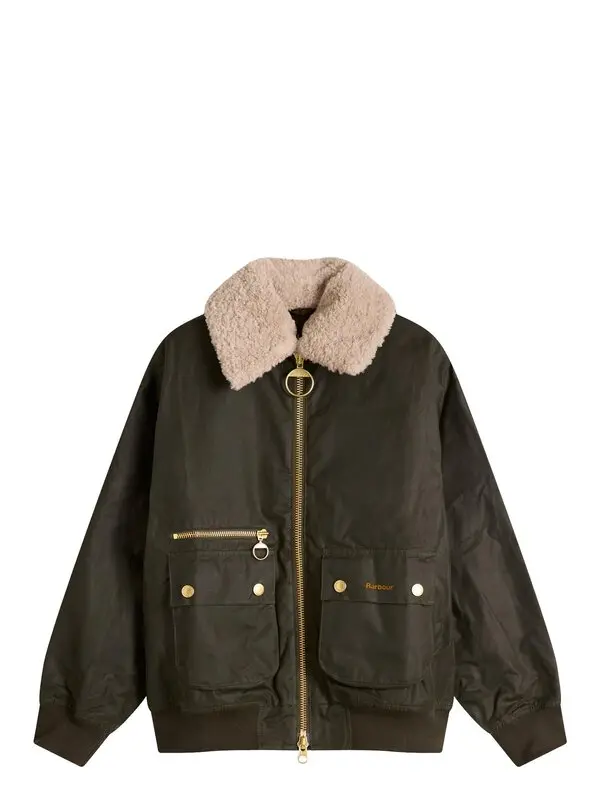 Barbour Maxine Waxed Bomber Jacket - Archive Olive