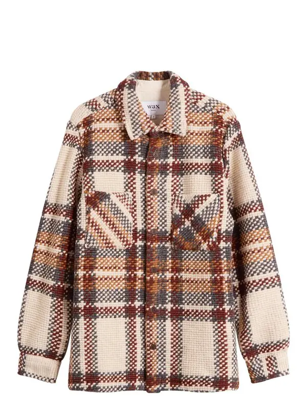 WAX LONDON Whiting Check Wool Bobble Overshirt - Ecru/multi