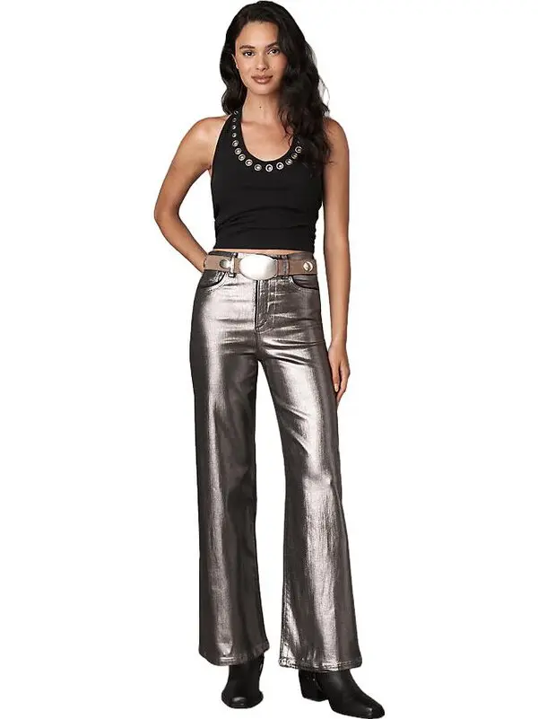 Joe's Jeans The Mia High-rise Wide-leg Jeans - Pewter Foil