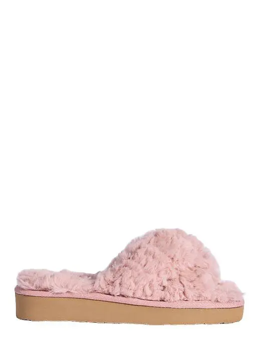 Minnetonka Teddy Crossband Slide Slippers - Blush Pink