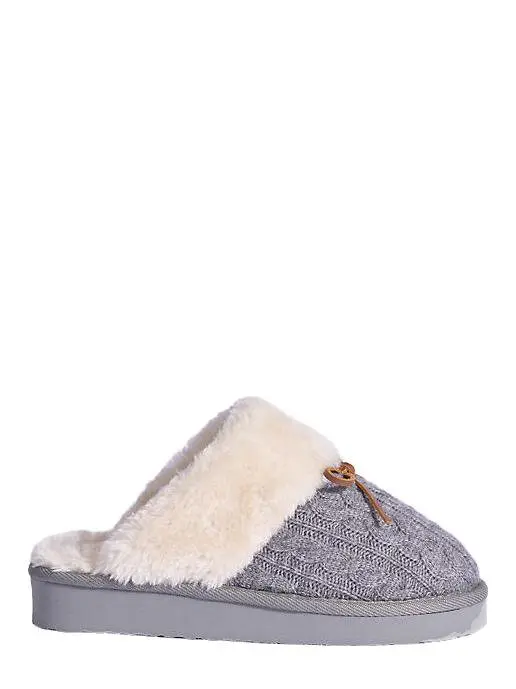 Minnetonka Flurry Bow Scuff Slides - Grey