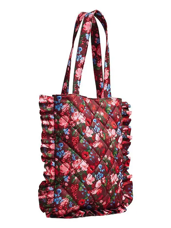 Maeve Floral Ruffled Tote - Red Floral