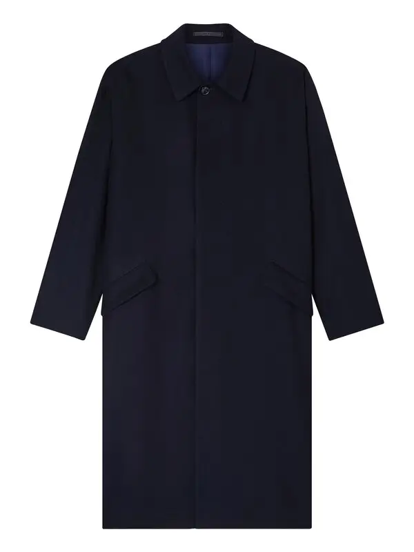Giorgio Armani Single-breasted Coat In Cashmere Cloth - Navy_blue