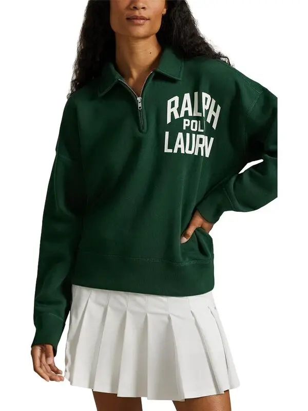 Polo Ralph Lauren Logo Fleece Quarter-zip Pullover - Northwest Pine