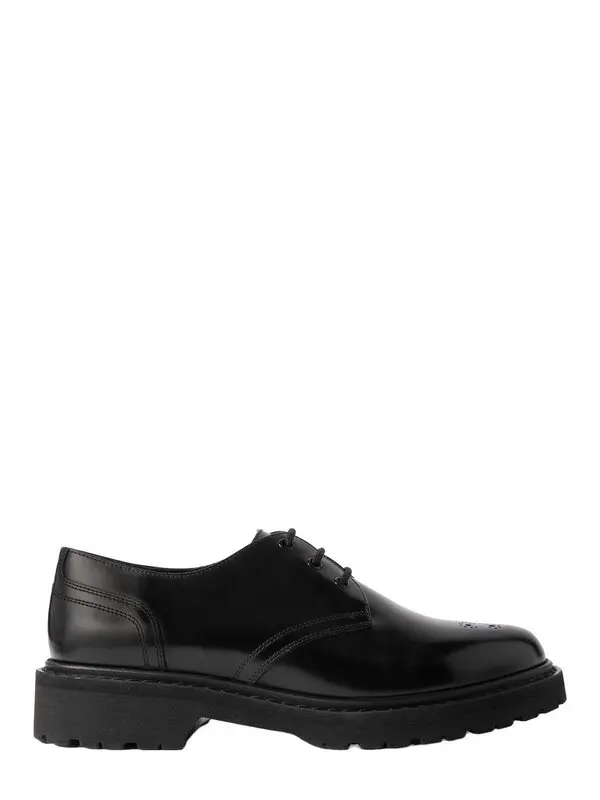 Celine Polished Leather Derby Shoes - Black