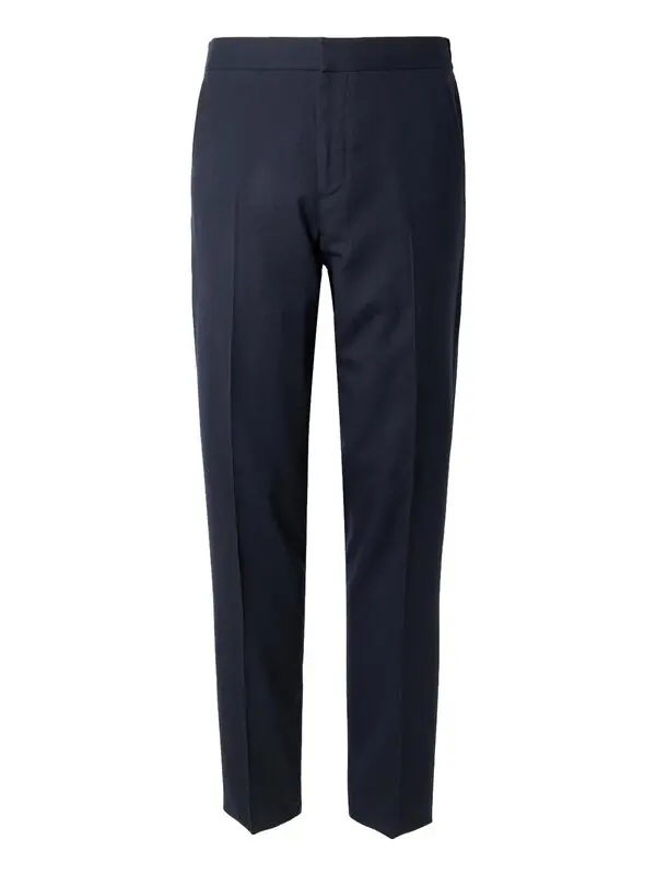 Mr P. James Tapered Brushed Super 150s Wool-twill Trousers - Blue