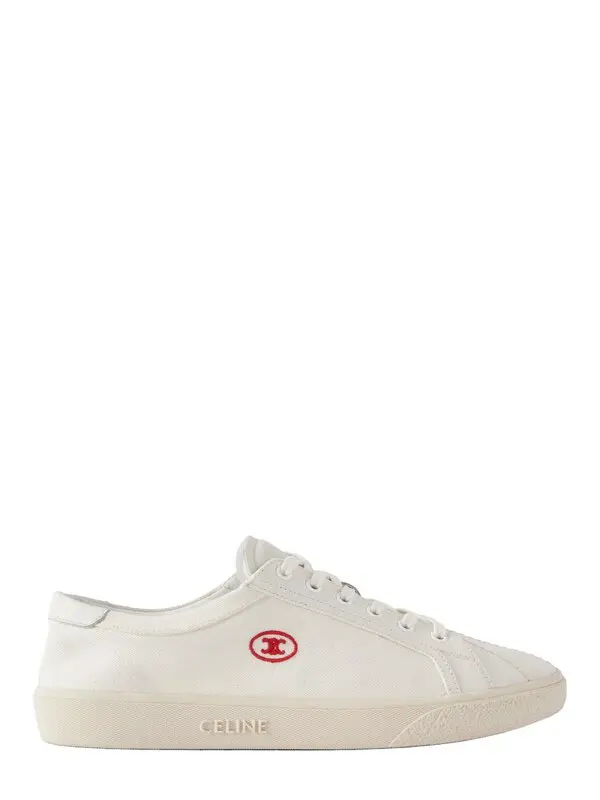 Celine Homme Leather-trimmed Canvas Sneakers - White