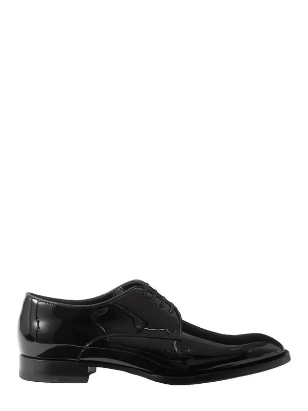 Celine Patent-leather Derby Shoes - Black