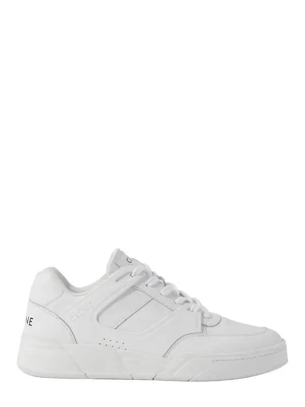 Celine Leather Sneakers With Rubber Trim - White