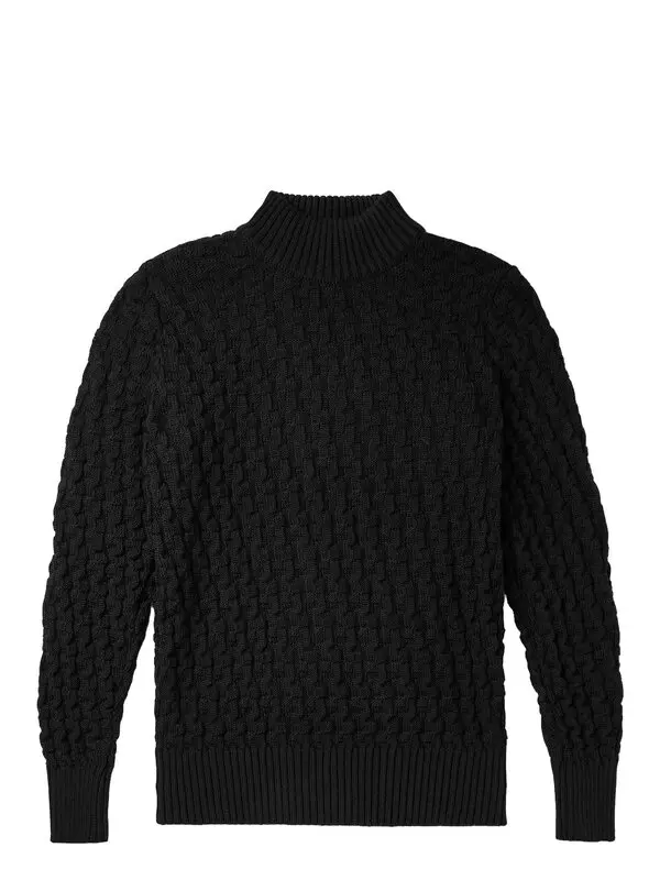 S.N.S. HERNING Stark Slim-fit Cable-knit Merino Wool Sweater - Black