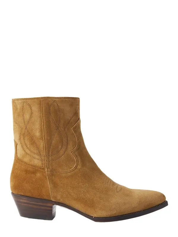 Celine Western Embroidered Suede Boots - Brown