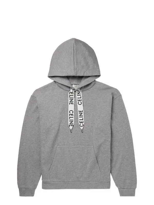 Celine Logo-detailed Cotton-jersey Hoodie - Gray
