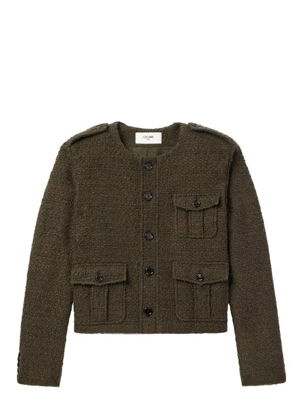 Celine Cashmere-blend Bouclé Jacket - Green