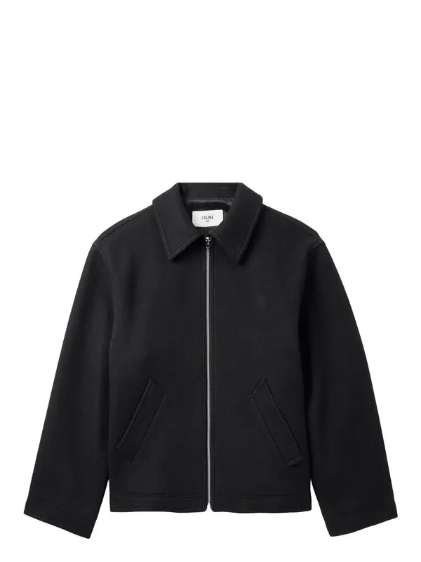 Celine Logo-embroidered Wool-felt Jacket - Black