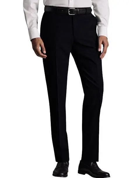 CHARLES TYRWHITT Windowpane Slim Fit Trousers - Navy