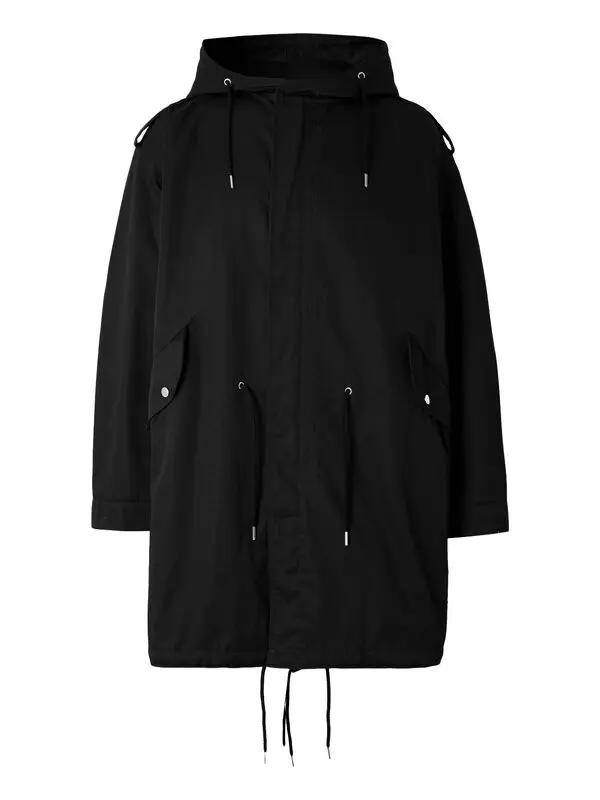 Celine Homme Logo-print Twill Hooded Parka - Black