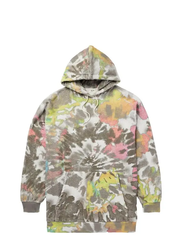 Celine Tie-dyed Cotton-terry Hoodie - Neutrals