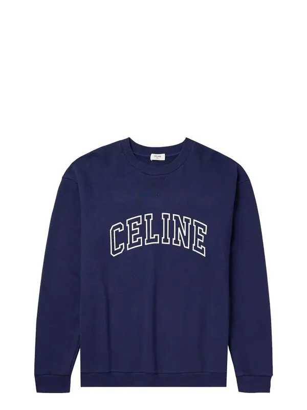 Celine Logo-print Cotton-blend Jersey Sweatshirt - Blue