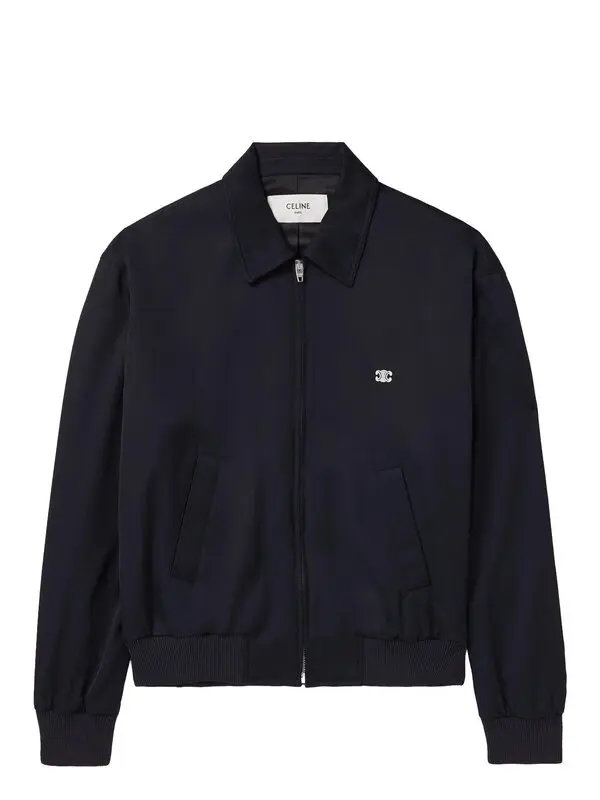 Celine Homme Logo-embroidered Nylon-twill Blouson Jacket - Blue