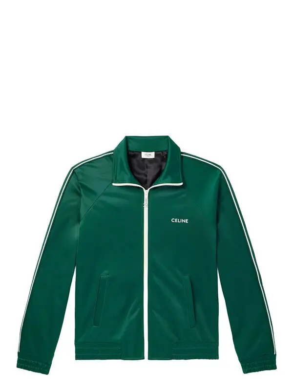 Celine Striped Logo-embroidered Track Jacket - Green