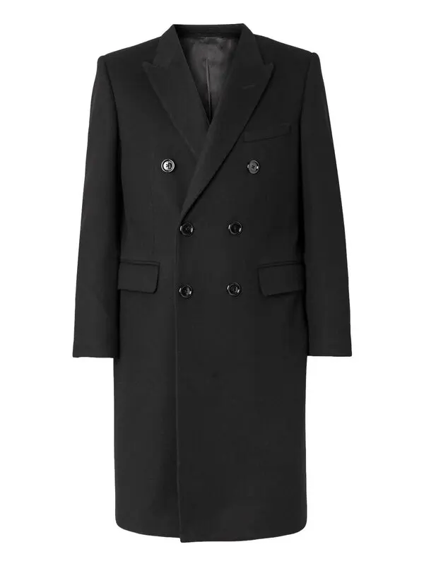 Celine Slim-fit Double-breasted Wool Coat - Black