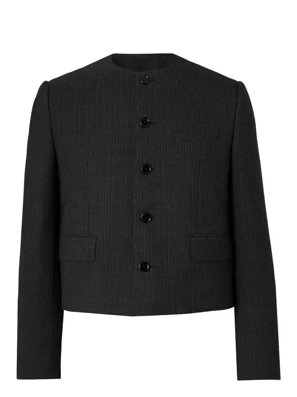 Celine Homme Pinstriped Wool And Silk-blend Gabardine Blazer - Gray