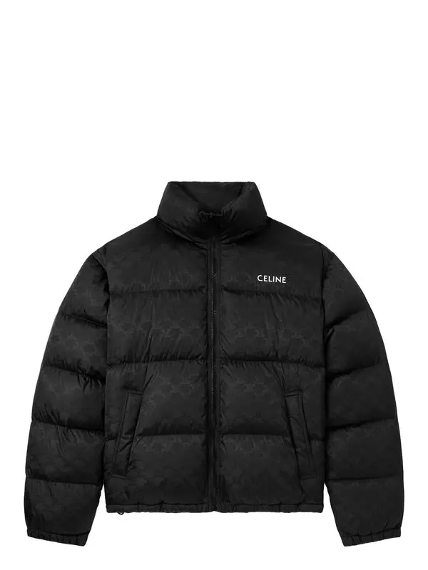 Celine Quilted Logo-jacquard Nylon Down Jacket - Black
