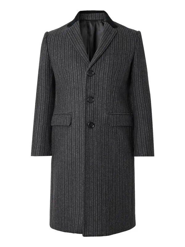 Celine Chesterfield Striped Wool Coat - Gray