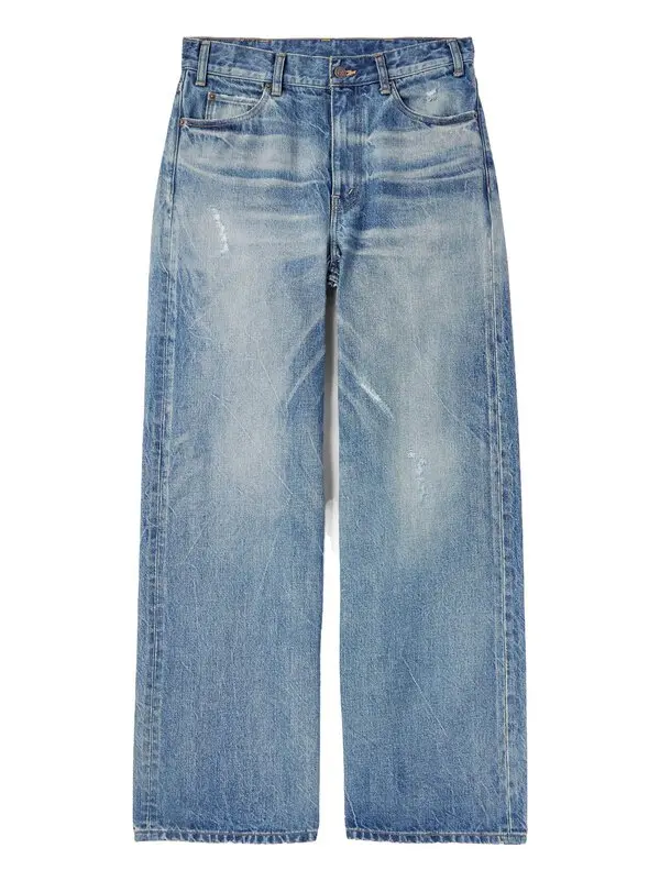Celine Homme Wide-leg Distressed Jeans - Blue