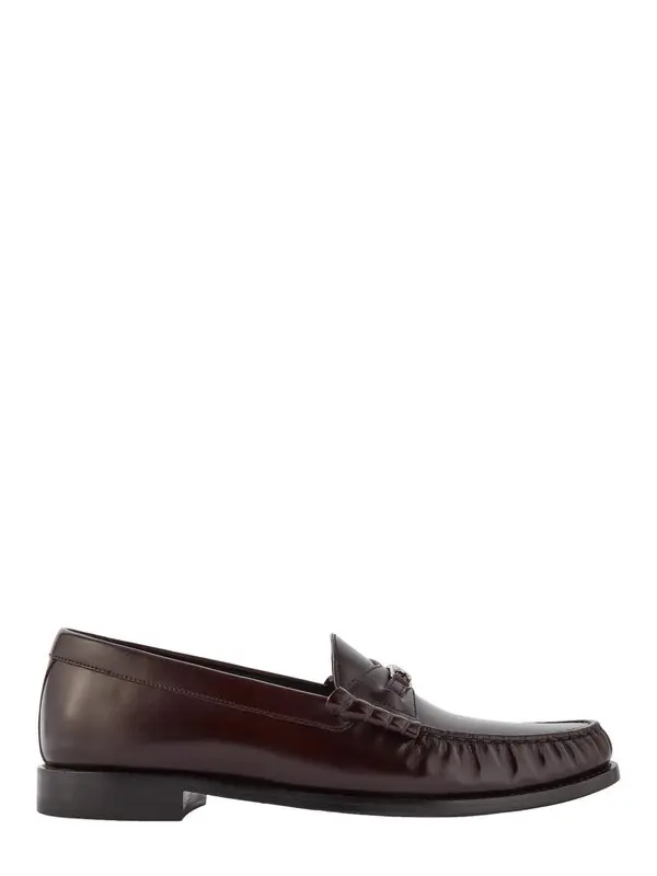 Celine Luco Logo-embellished Polished-leather Loafers - Brown
