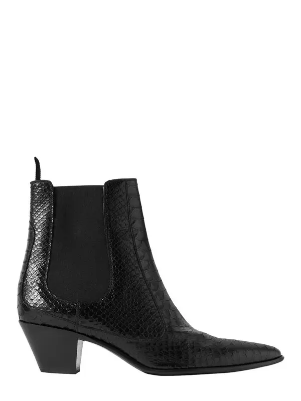 Celine Snake-effect Leather Chelsea Boots - Black