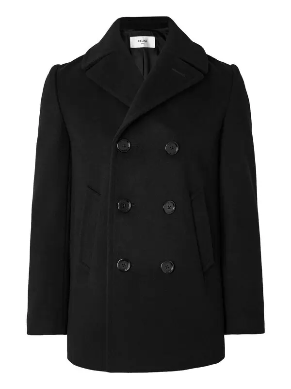 Celine Slim-fit Double-breasted Cashmere Coat - Black