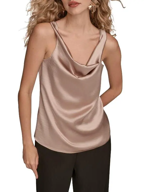 Donna Karan New York Cowl Neck Charmeuse Tank - Shadow Pink