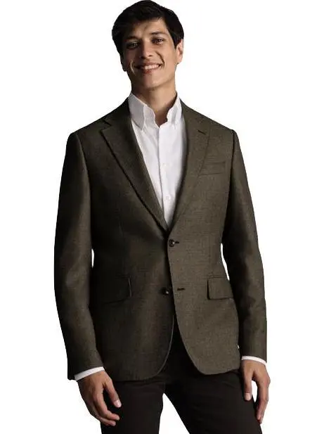 CHARLES TYRWHITT Wool Texture Slim Fit Jacket - Stone