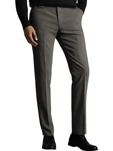 CHARLES TYRWHITT Slim Fit Wool Stretch Pants - Grey