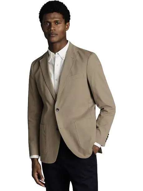 CHARLES TYRWHITT Cotton Stretch Tailored Jacket - Stone