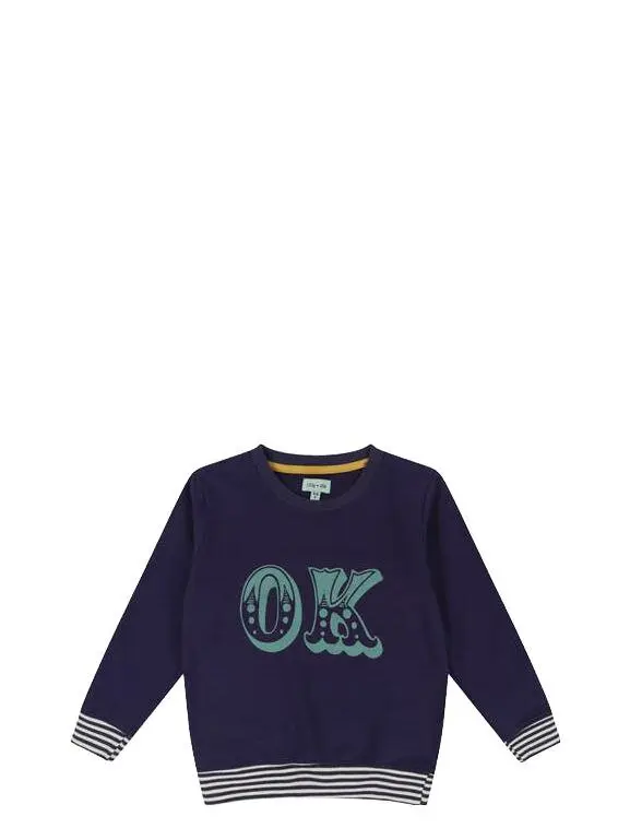 LILLY + SID Organic Cotton Slogan Print Sweatshirt - Navy