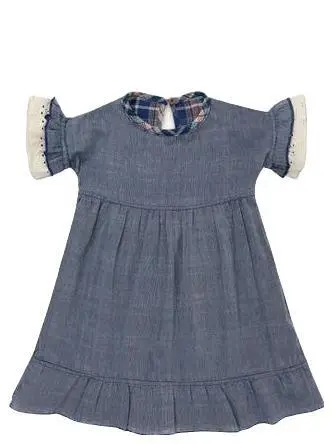 LILLY + SID Organic Cotton Check Print Reversible Dress - Navy