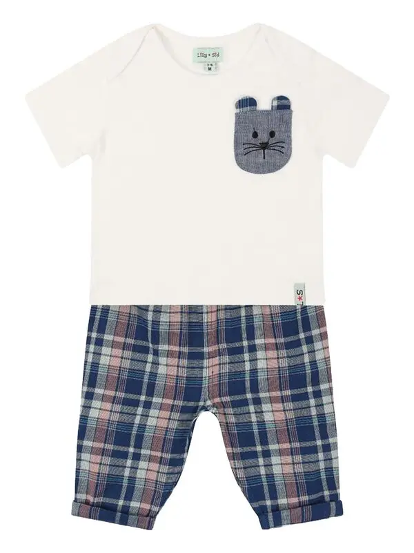 LILLY + SID Organic Cotton Top And Trouser Set - Navy
