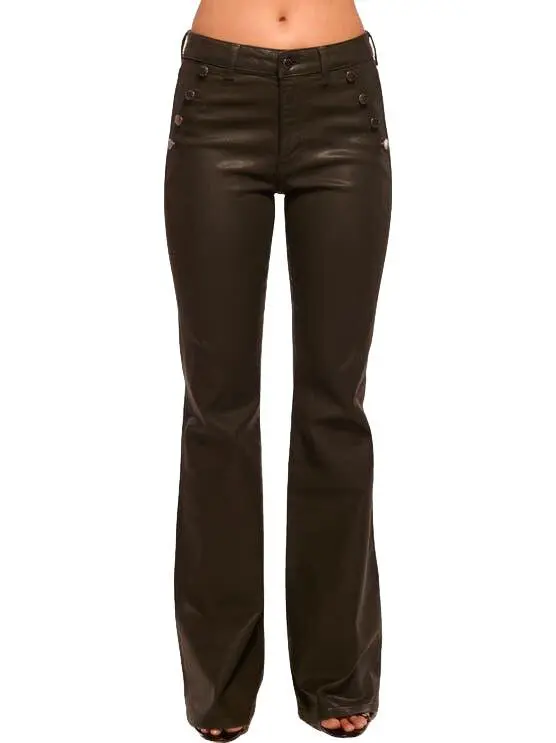Ramy Brook Helena High-waist Coated Bootcut Jeans - Deep Olive Coated