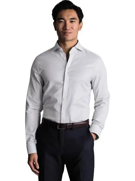CHARLES TYRWHITT Non-iron Twill Stripe Shirt - White