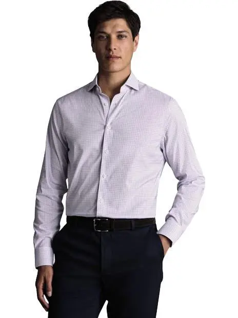 CHARLES TYRWHITT Non-iron Performance Check Slim Fit Shirt - Lilac Purple