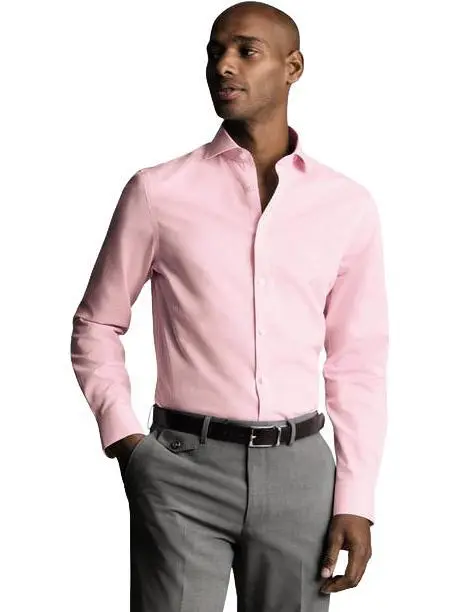 CHARLES TYRWHITT Non-iron Poplin Bengal Stripe Shirt - Pink