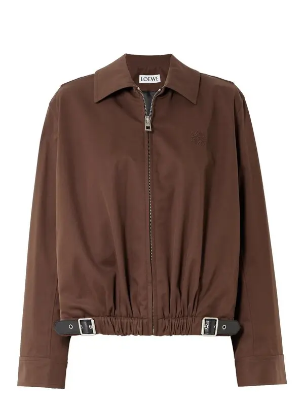 Loewe Leather-trimmed Cotton And Silk-blend Twill Bomber Jacket - Brown