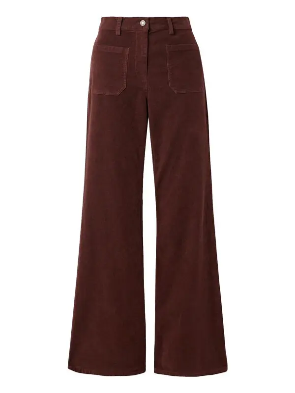 NILI LOTAN Florence Cotton-twill Flared Pants - Brown