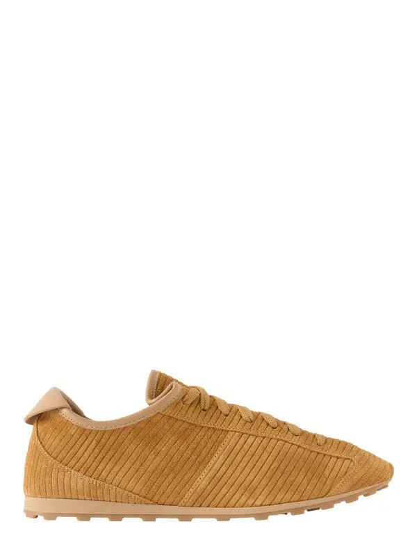 Jacquemus Les Tennis Leather-trimmed Ribbed Suede Sneakers - Camel
