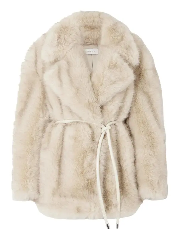 Sportmax Rosaria Belted Plush Jacket - Neutrals
