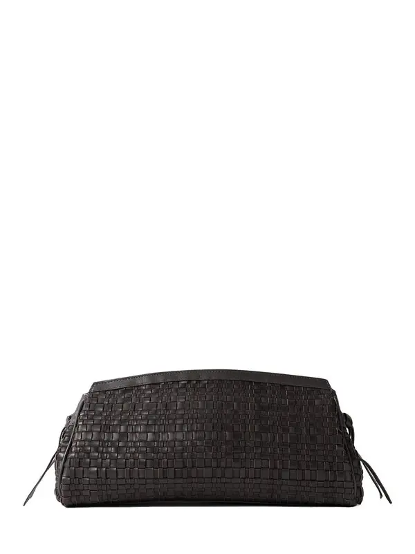 Staud Maude Woven Leather Clutch - Brown